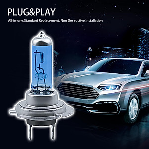 Gseigvee 2 PCS Car H4 Halogen Light Bulb, 12V 100W 850LM Ultra-white Front Fog Bulb, High-performance High Beam Low Beam Replacement, Universal Lighting Accessories for Most Cars (White)