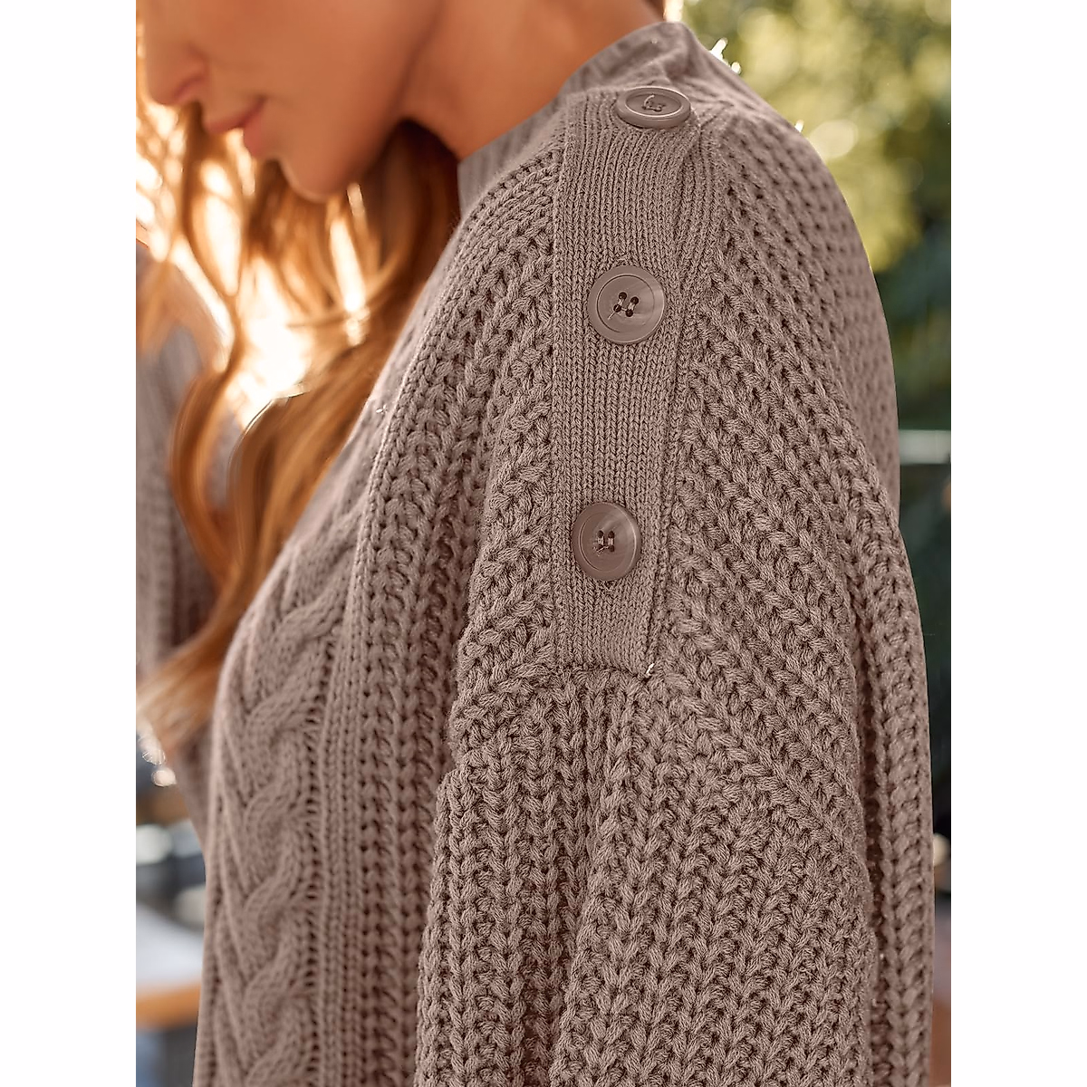 LILLUSORY Women's Crewneck Oversized Sweater Dress 2024 Fall Fashion Cable Knit Long Sleeve Dresses Chunky Pullover Tops Nutmeg XL