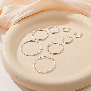 Gokeey Silver Earrings for Women Trendy, Hypoallergenic Silver Hoop Earrings for Women, Small Hoop Earrings Huggie Hoops Earrings for Jewelry Gifts 14mm 20mm 30mm 40mm