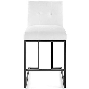Modway Privy Black Stainless Steel Upholstered Fabric Counter Stool, White