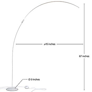 Brightech Sparq Arc Floor Lamp, Ultra Bright Lamp for Living Rooms & Offices – 3-Way Dimmable Smart, Tall Contemporary Standing Lamp for Reading in Bedrooms - Silver