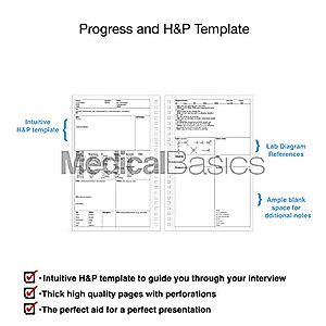 Progress & H&P + 4 Day SOAP Notebook - Progress Note + Medical History and Physical notebook, 50 templates with perforations