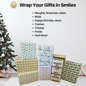 Say Perhaps To Drugs Funny Wrapping Paper Set | Two 20inx30in Folded Wrapping Papers | Unique, Hilarious, and Original Design | Funny Adult Joke Gifts (Black And White)