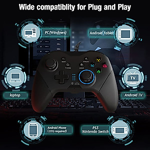Wired Gaming Controller, PC Gamepad Joystick, Dual Vibration, Programmable Remap M1-M4, Game Console for Windows 7/8/10/ Laptop, TV Box, PS3, Android, Switch