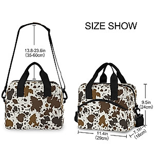 Moudou Cow Lunch Bag Reusable Insulated Cooler Lunch Tote Bag with Adjustable Shoulder Strap for Office Work School Picnic Travel