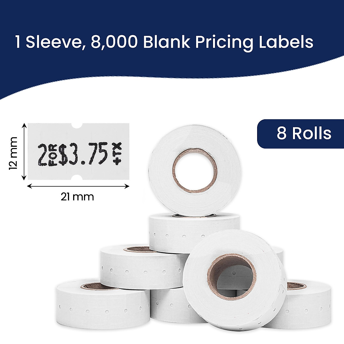Perco 1 Line White Labels - 1 Sleeve, 8,000 Blank Price and Date Gun Labels for Perco 1 Line Price and Date Guns