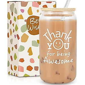 Thank You Gifts for Women Men, Employee Appreciation Gifts, Appreciation Gifts for Coworkers, Thank You for Being Awesome Glass Cup, Gifts for Coworkers, Employee, Teachers, Nurse, Thanksgiving Gifts