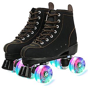 Comeon Classic Women Roller Skates,Unisex High-top 4 Wheel Roller Skates Double Row Roller Skates for Boys and Girls