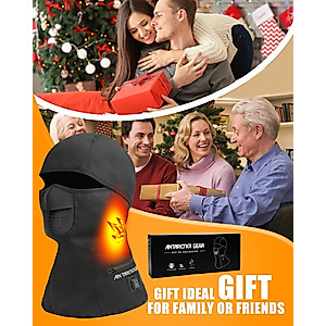 ANTARCTICA GEAR Heated Balaclava Face Ski Mask Windproof Warm Heating Hat for Motorcycle Riding Women Men Black