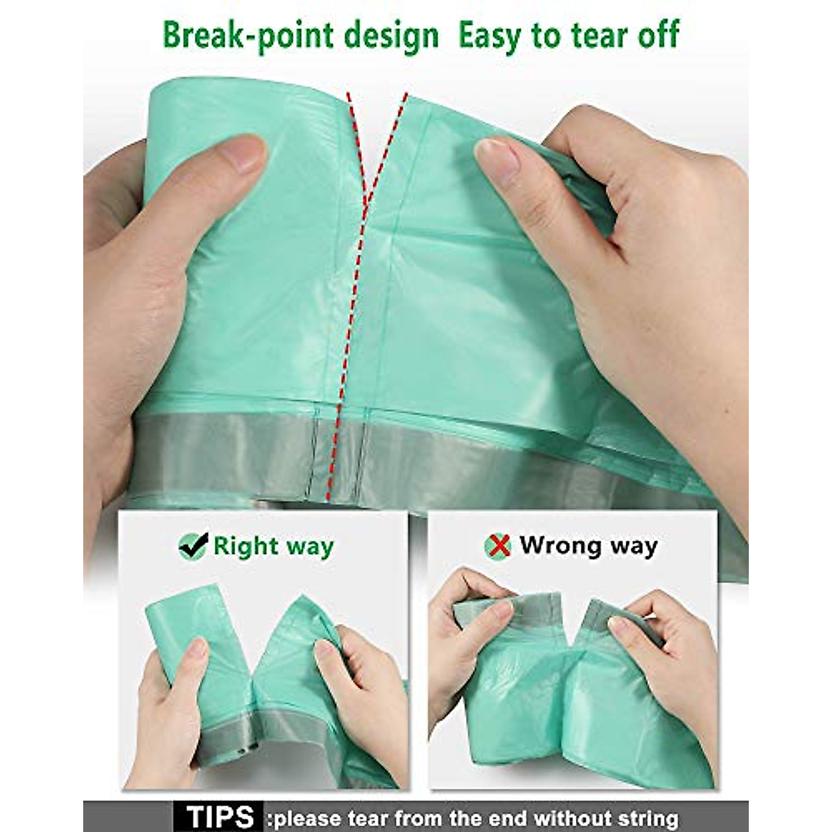 Small Trash Bags, AYOTEE 2 gallon trash bag Drawstring Compostable Trash Bags, 50 Counts Small Garbage Bags Bathroom Trash Bags Compost Bags Waste Basket Liners for Bathroom,Office,Pet,Car (Green)