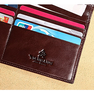 MANBANG Genuine Italian Leather Handbag Organizer Card Case Long Bifold Wallet