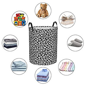 FeHuew Black Leopard Print Collapsible Laundry Basket with Handle Waterproof Fabric Hamper Laundry Storage Baskets Organizer Large Bins for Dirty Clothes,toys,Bathroom