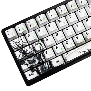MOLGRIA Keycaps 71 Set Ink Panda for 71 64 61 Keys Keyboard, Custom PBT OEM Profile Key Caps with Keycap Puller for Cherry MX Gateron Khail Switches 60 Percent Gaming Keyboard