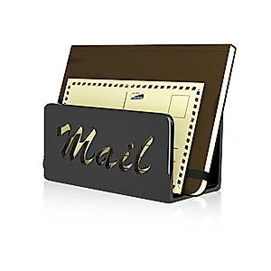 Mail Organizer countertop,wishacc Mail sorters Letter Holder Desktop Organizer for Home, Office, Kitchen Counter Organizer Mail Holder in Black Color