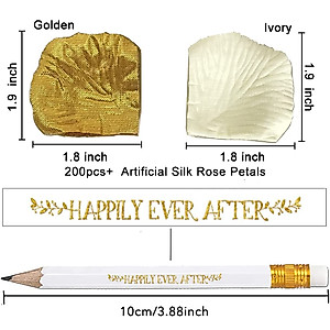 50pcs White Pencils for Bridal Shower with Silk Rose Petal Confetti Wedding Party Favor Engagement Bachelorette Decoration