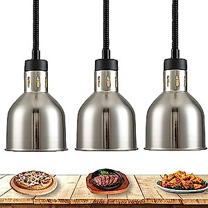 Food Insulation Lamp Commercial Food Warmers, 170mm, Retractable Food Heating Lamp High Power Commercial Hotel Kitchen Equipment Restaurant Supplies (Color : Silver)