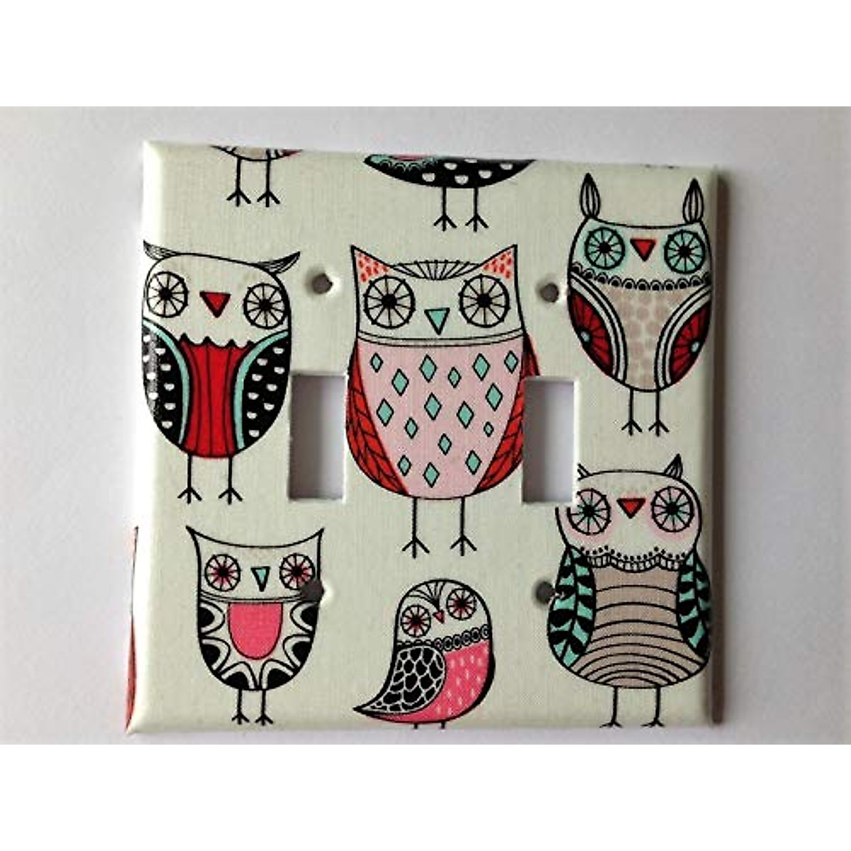 Turquoise And Coral Owls Light Switch Plate Cover Various Sizes Offered
