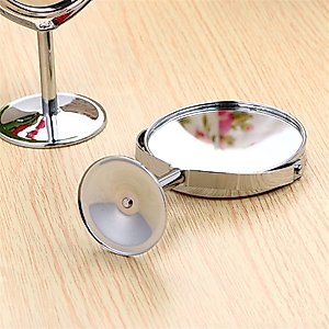 LEEOX Make Up Mirror Magnification Circular Makeup Mirror Dual 2 Sided Round Shape Rotating Cosmetic Mirror Stand Magnifier Mirror Standing Mirror