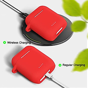 MOLOVA Protective Silicone Case Compatible with Tozo t6, Front LED Visible, Premium Accessory Shockproof tozo t6 Case Cover with Keychain. (Red)