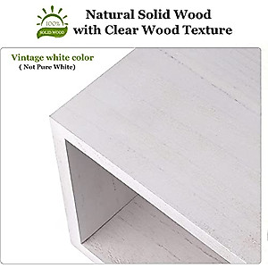 Adowes Floating Nightstand Shelves Wall Mounted, Small Furniture with Removable Door, Farmhouse Wood Wall Shelves for Storage and Display for Bedroom Living Room Vintage White