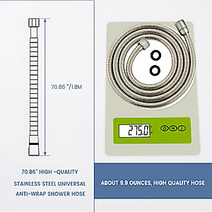 YDmeet Shower Head Holder and 71 Inch Shower Head Hose for Handheld, All Metal, Brushed Nickel