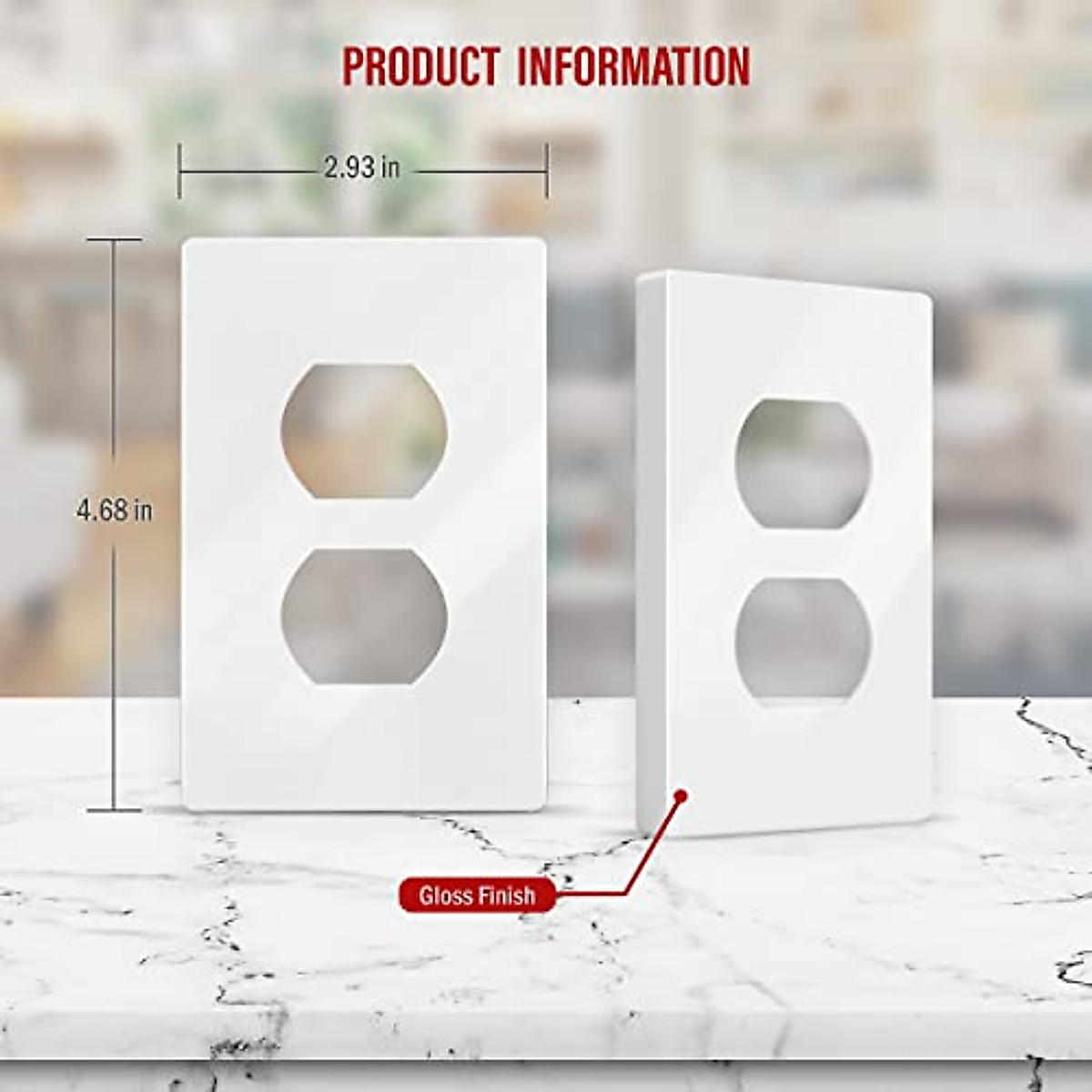 ENERLITES Screwless Duplex Wall Plates, Child Safe Receptacle Outlet Covers, Standard Size, 1-Gang 4.68"x 2.93", Unbreakable Polycarbonate Thermoplastic, UL Listed, SI8821-W-5PCS, Glossy, White