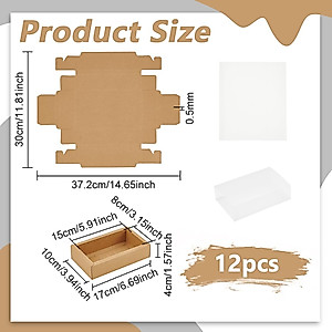 BENECREAT 12Packs Large Rectangle Brown Kraft Boxes Heavy Duty Gift Box with Clear PVC Windows 6.5x4x1.5 for Party Favor Treats, Bakery, Jewelry, Wedding Gift Packaging