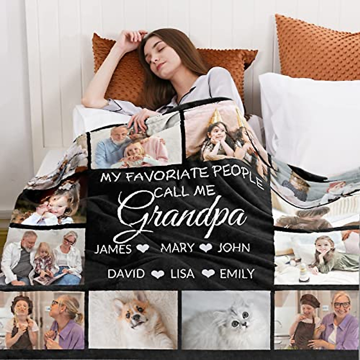 Custom Fleece Blanket with Picture Personalized Blanket Throw with Photo Name Customized Graudation Gift for Student 12 Photos Collage (120x150cm)