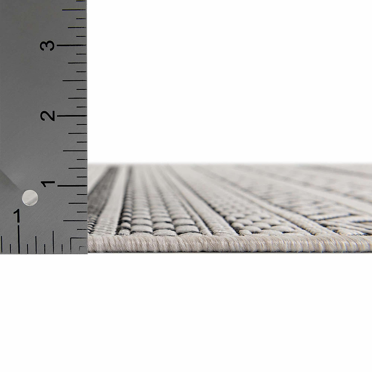 Rugs.com Outdoor Ribbon Collection Rug – 2' 7 x 12' Runner Beige Flatweave Rug Perfect for Hallways, Entryways