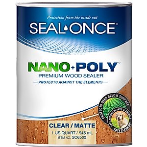 Seal-Once Nano+Poly Penetrating Wood Sealer with Polyurethane - Premium Waterproof Sealant -1 Gallon & Clear