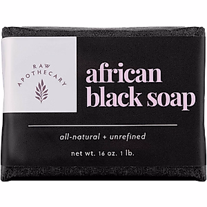 Raw African Black Soap, 100% All Natural by Raw Apothecary- Fair Trade Certified, Cruelty Free, Organic and Unrefined (1 Pound)