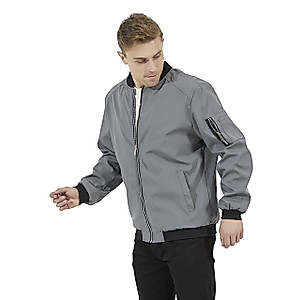 WULFUL Mens Casual Lightweight Jacket Softshell Flight Bomber Jacket Varsity Windbreaker