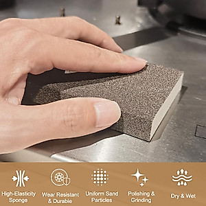 Tonmp 6 Pack 220 Grit Superfine Sanding Sponge, Washable and Reusable Great for Pot Brush Pan Brush Sponge Brush Glasses Sanding Wood Sanding Metal Sanding (220 Grit-6 Pack)