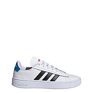 adidas Men's Grand Court Alpha Tennis Shoe, White/Core Black/Blue Rush, 10.5