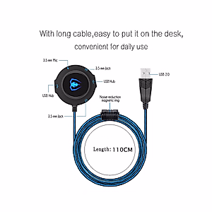 Micolindun External Sound Card USB Hubs Audio Adapter to USB Port & 3.5mm Audio & Micro Jack for PC Laptop. Plug and Play (Blue)