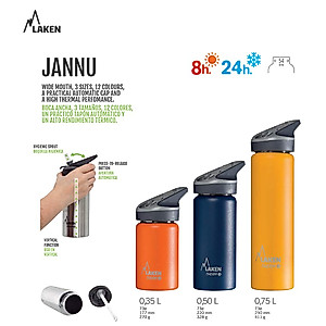 Laken Thermo Kids Vacuum Insulated Stainless Steel Leak Free Sports Water Bottle with Jannu Straw Cap, 17 oz, Green