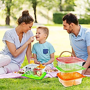 Bercoor 18 Pcs Reusable Bento Snack Food Containers, 4 Compartments Leakproof Food Prep Containers for School, Work and Travel