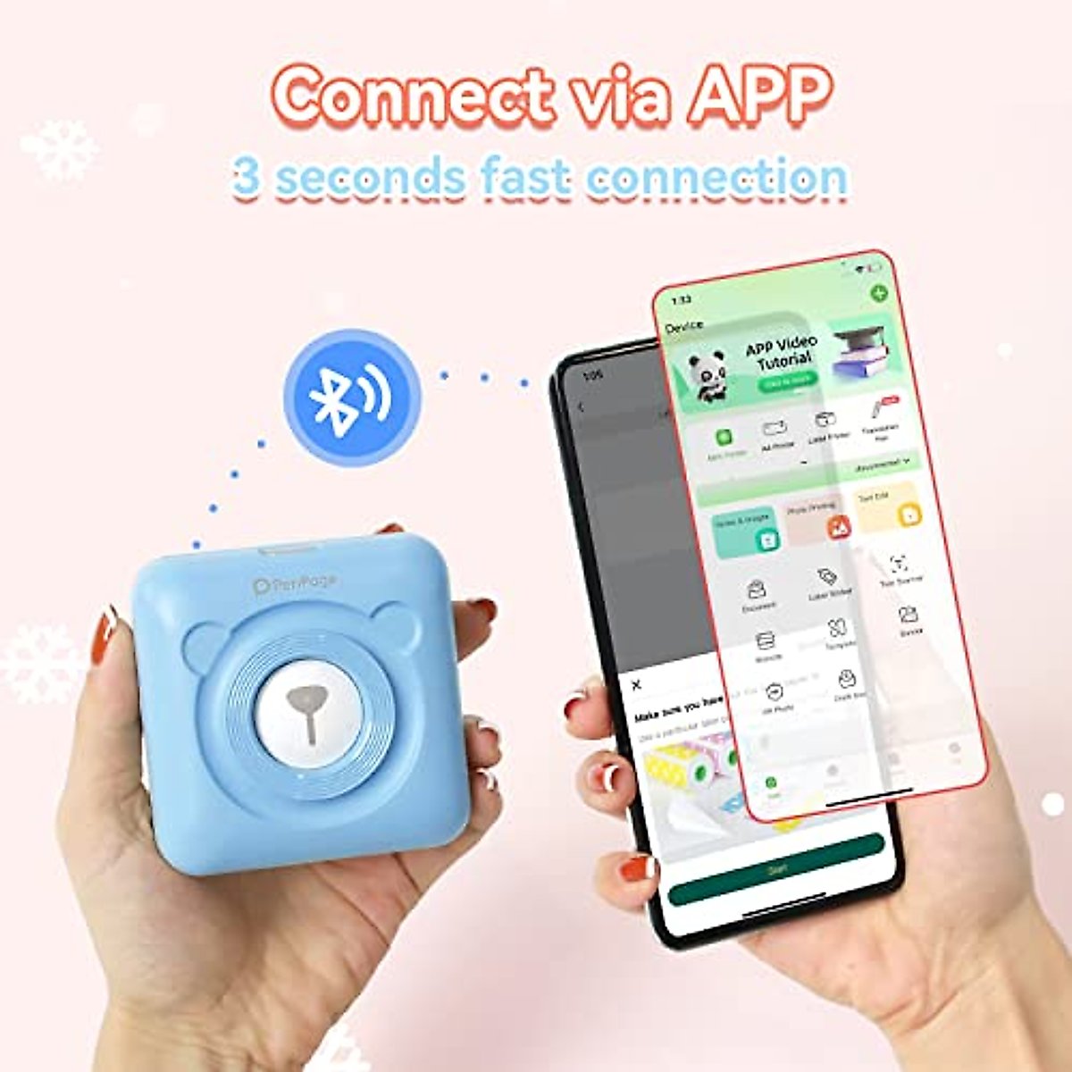 PeriPage A6 Mini Printer, Maximum Printing Width 2", Wireless Bluetooth Portable Thermal Printer, 203 DPI Clear Resolution, Connected Through Mobile APP, Can Print Labels, Stickers, Photos (Gift Box)