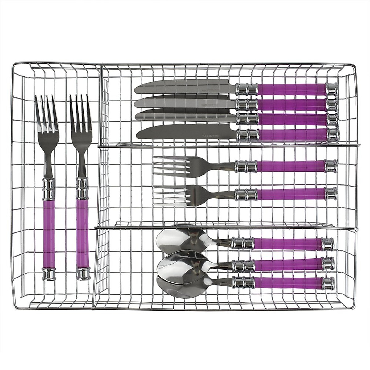 Home Basics Chrome Plated Steel Cutlery and Flatware Tray