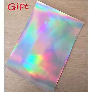 Transparent Iridescent PVC Sheet Cosplay Performance Accessories Holographic Waterproof Synthetic Leather for Party Decoration 0.1mm Thick 11.8X47"
