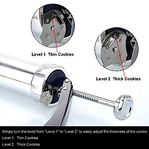 Spritz Cookie Press Gun Kit, Stainless Steel Biscuit Press Cookie Gun Set with 20 Cookie discs and 4 nozzles for DIY Biscuit Maker and Churro Maker