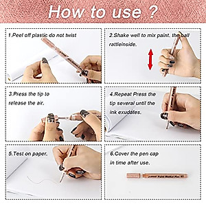 JEFFNIUB Rose Gold Paint Pens,Acrylic Paint Markers for Rocks Painting, Fabric,Wood,Glass,Ceramic,Canvas,Scrapbooking,Card Making Supplies, Metallic Acrylic Marker Set