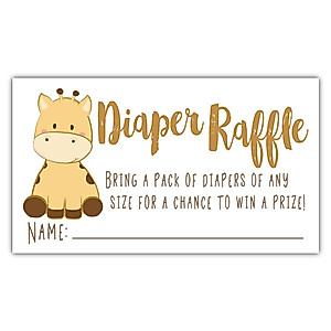 50 Giraffe Diaper Raffle Tickets | Gender Neutral Baby Shower Game