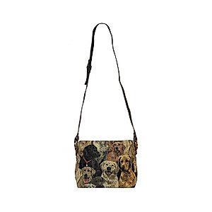 Dog Shoulder Bag - Zippered Cross Body Purse - Woven Tapestry Design