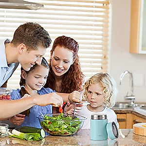 FEWOO Soup Thermos,Food Container for Hot Cold Food, Vacuum Insulated Stainless Steel Lunch Box for Kids Adult,Leak Proof Food Jar for School Office Picnic Travel Outdoors (Blue 13.5 oz)