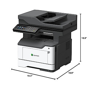 Lexmark MX521de Monochrome All-in One Laser Printer, Scan, Copy, Network Ready, Duplex Printing and Professional Features, Print Speed 46 ppm, Grey, 4.3 inch Touchscreen (36S0800)