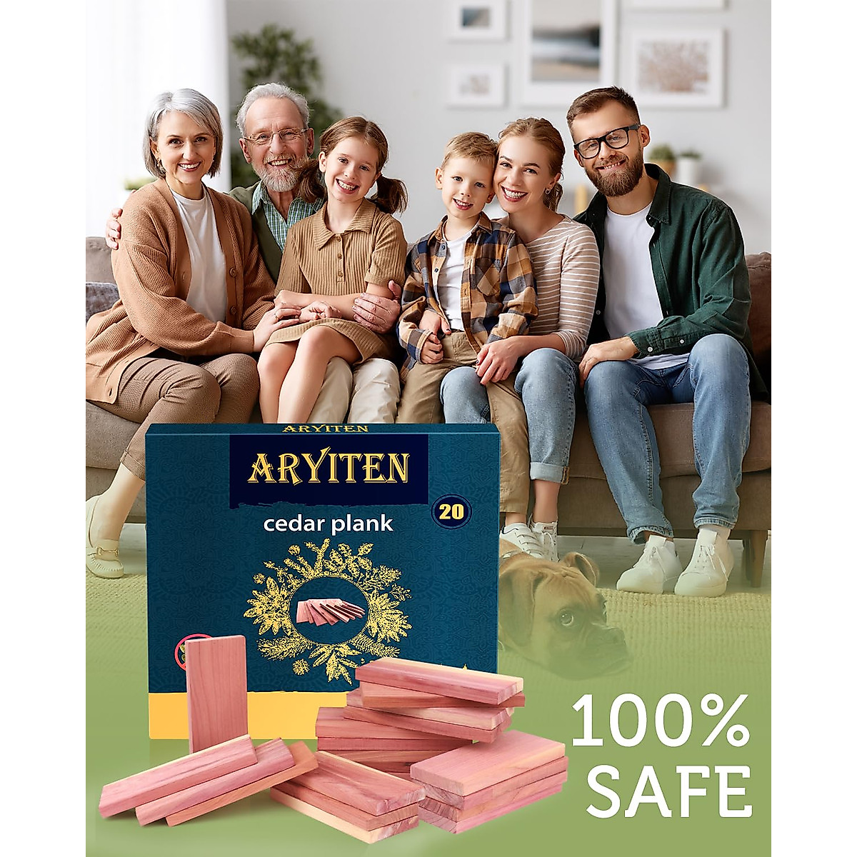 Aryiten Cedar Blocks for Clothes Storage, Aromatic Scent Cedar Wood Planks for Closets, Kitchen Storage and Drawers Freshener, 20 Pack