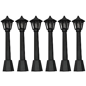LQ Industrial Mini Lamppost 6PCS Miniature Railway Train Lamp Post Lights Street Light Model for Doll House Micro Landscape Fairy Garden