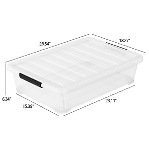 Melontray 40 Quart Under Bed Plastic Storage Bins with Lids, Set of 3 Under Bed Clear Storage Containers with Wheels