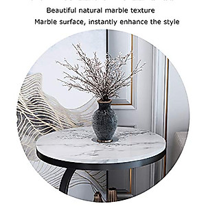 Articles for daily use C Shaped Marble Double Layer Coffee Table Bedside Table, Living Room Bedroom Office Coffee Table Sofa Round Table Snack Table